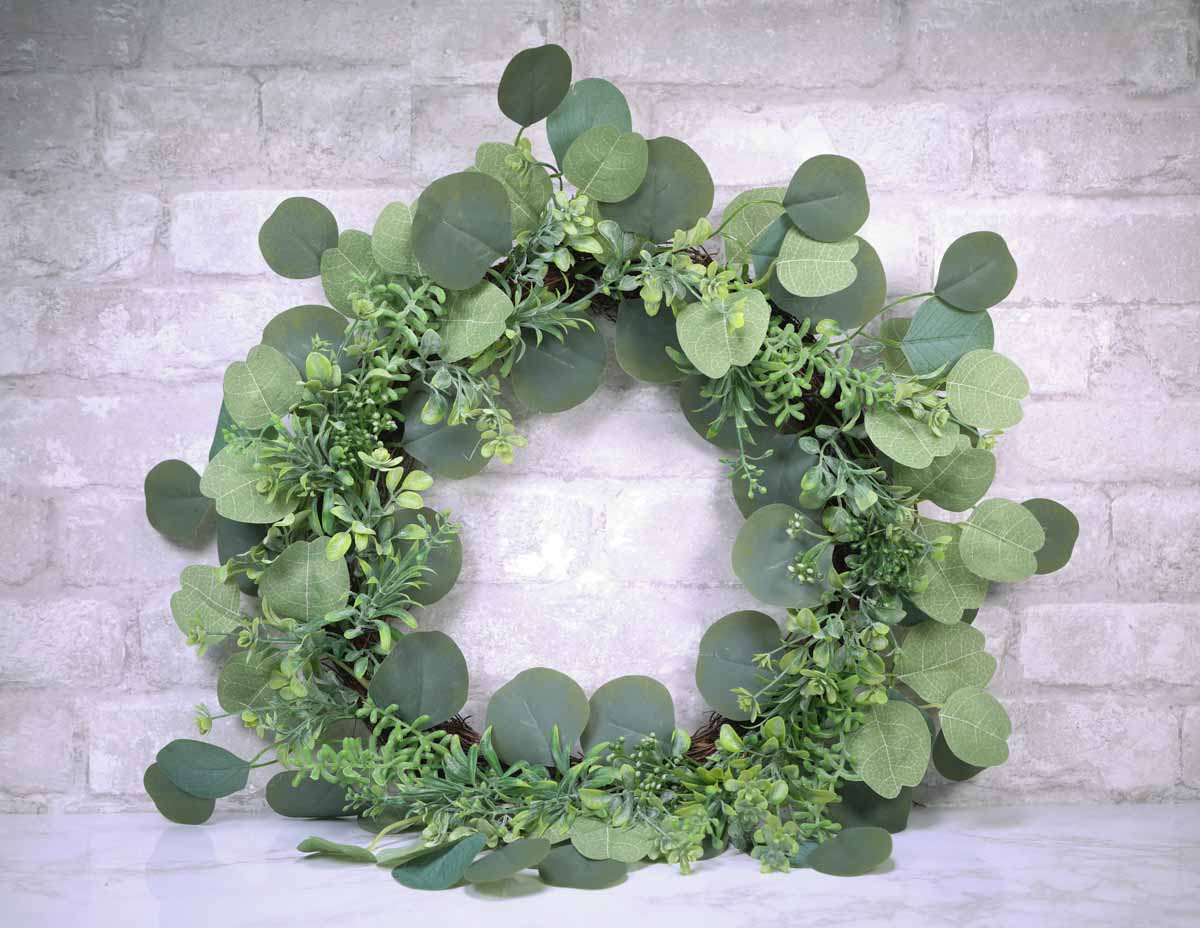 12" Mixed Eucalyptus Wreath – Sola Wood Flowers