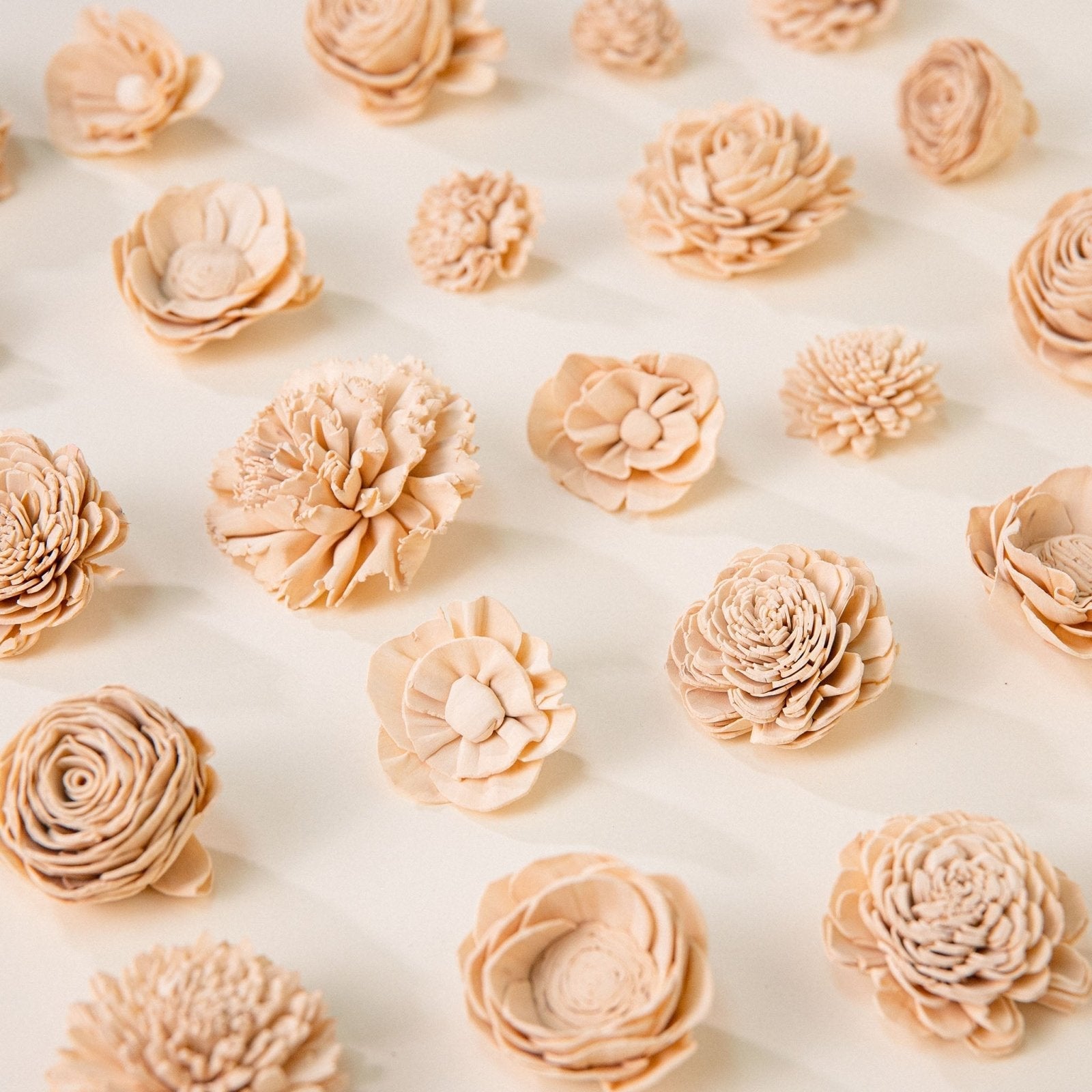 25-Pack of Ivory-Colored Mixed Flowers – Sola Wood Flowers