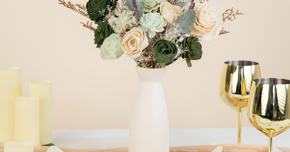 Silver Sage Vase Centerpiece – Sola Wood Flowers