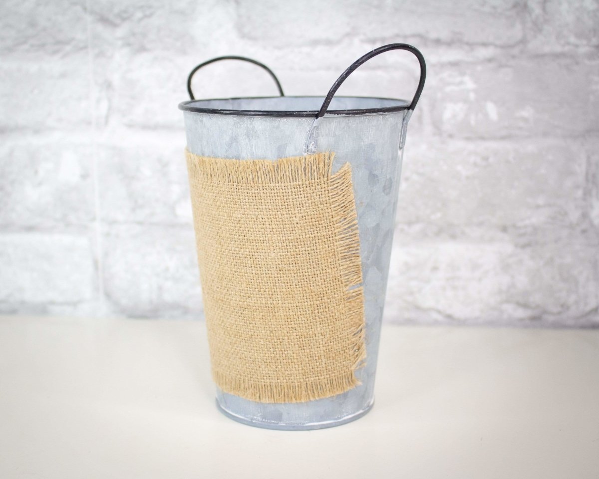 Metal Planter w/ Burlap Label – Sola-Flowers