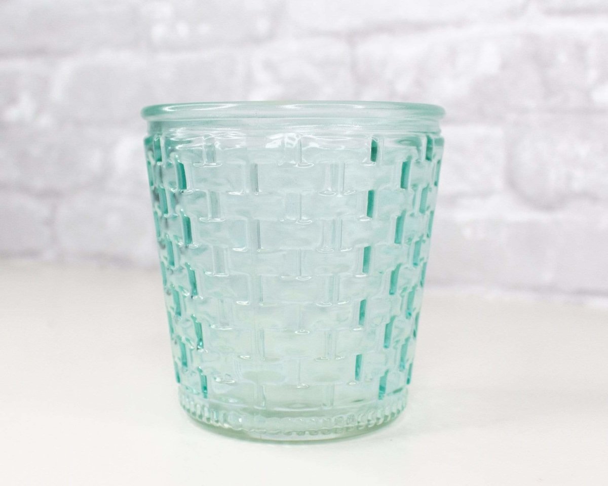 Round Glass Container - Basket Design (Multiple Colors) – Sola Wood Flowers